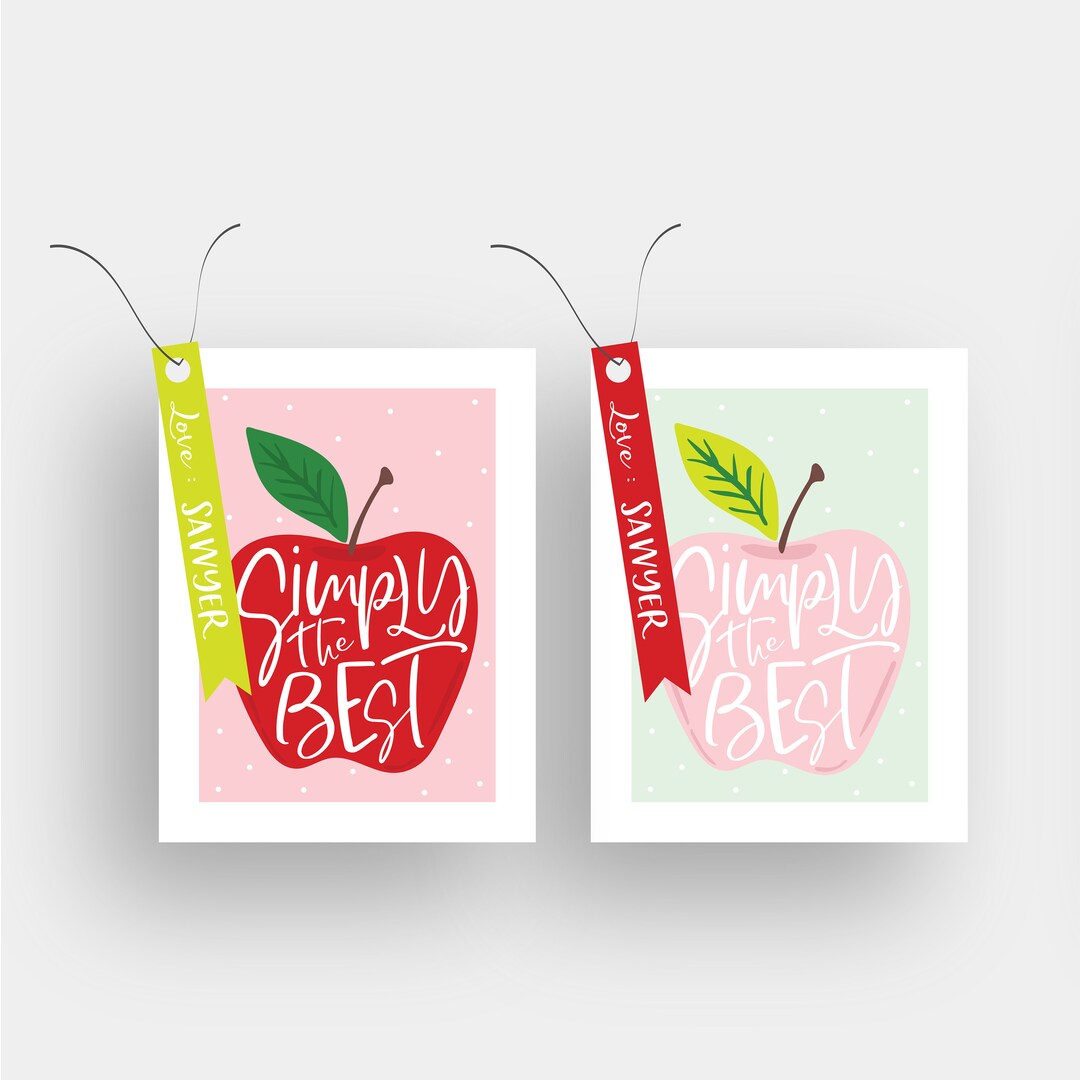 Teacher Appreciation Tags Apple Thank You Instant Print Printable ...