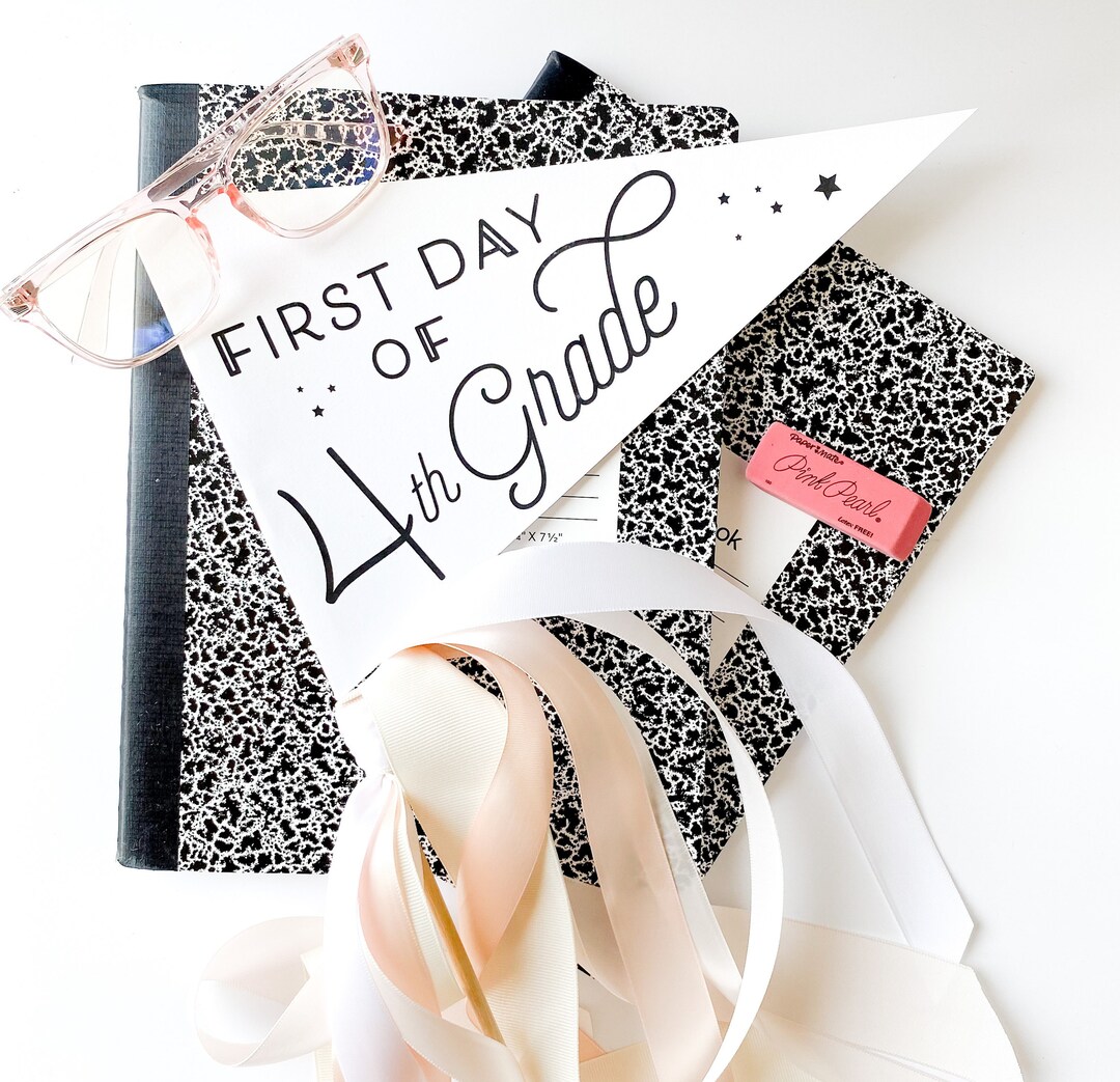 First Day of 4th Fourth Grade Pennant Flag Printable Homeschool School ...