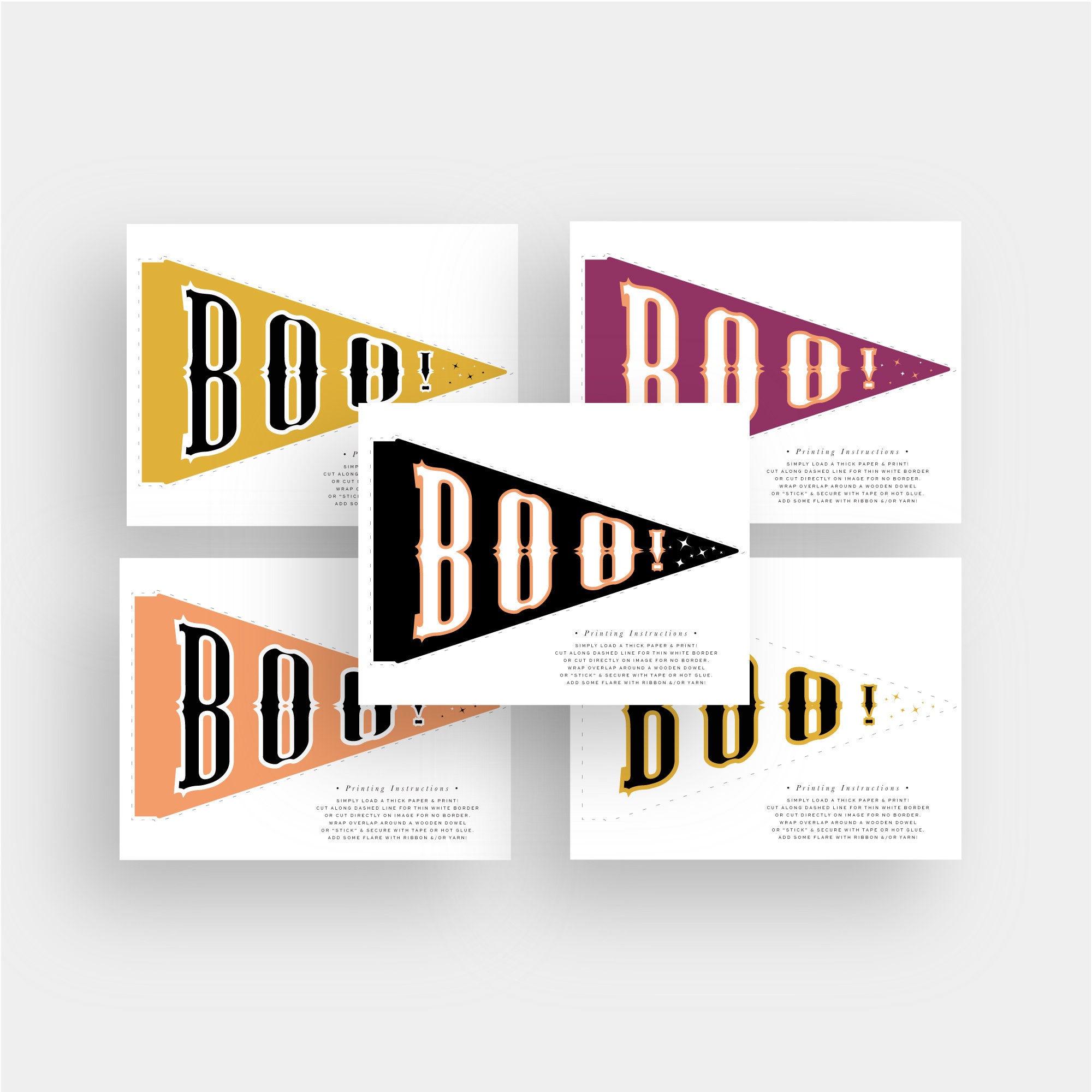 Halloween Pennant Flag Banner Boo Instant Printable - Etsy