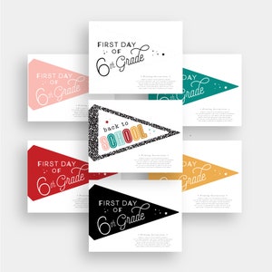 First Day of 6th Sixth Grade Pennant Flag Printable Homeschool School ...
