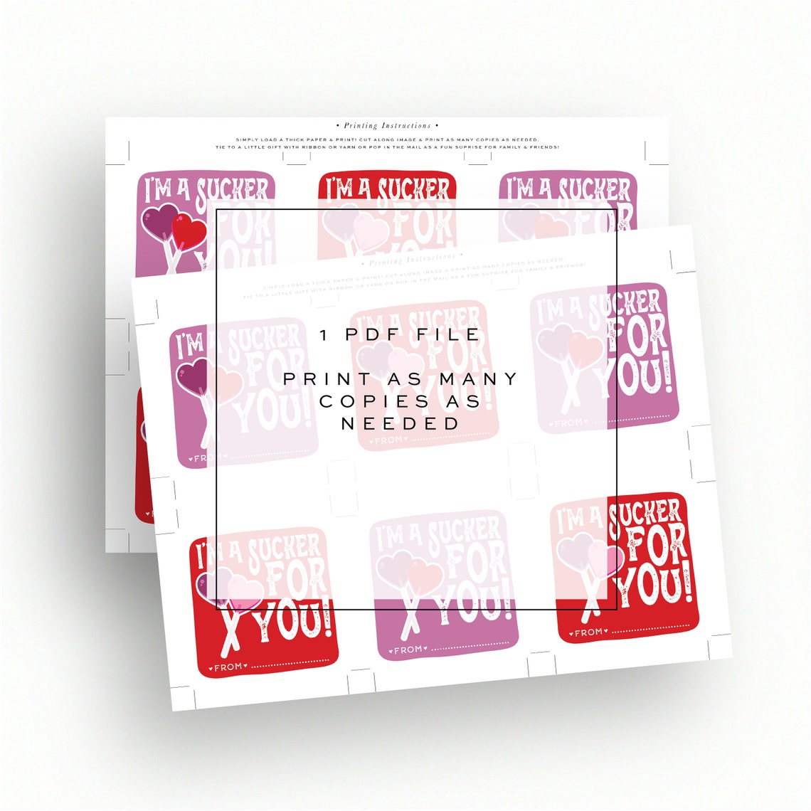 Sucker for You Classroom Heart Art Valentine's Day Classroom Card Heart ...