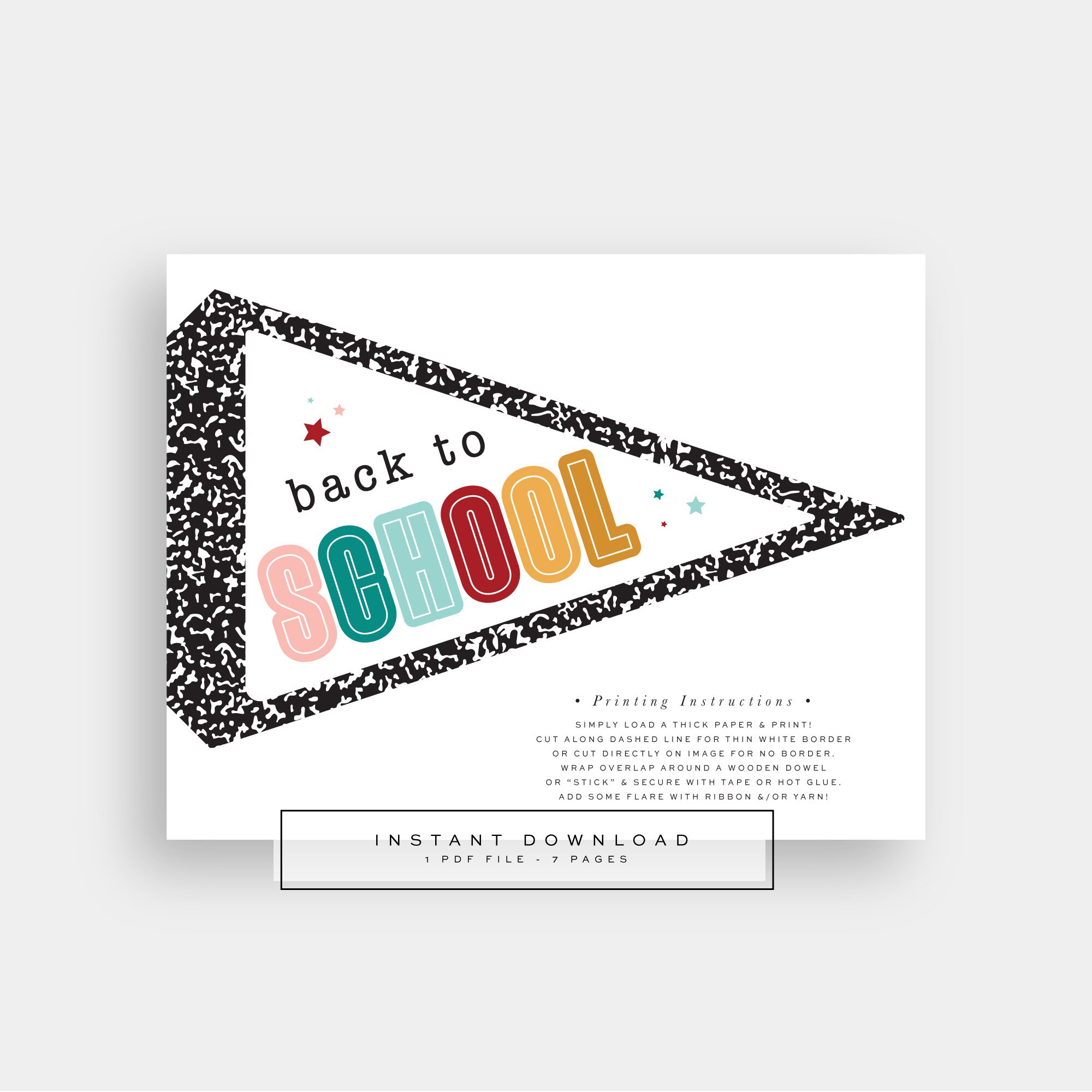 First Day of School Pennant Flag Printable Homeschool School Back to ...