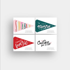 Christmas Pennant Flag Holiday Santa Banner Red Pink Instant Printable ...