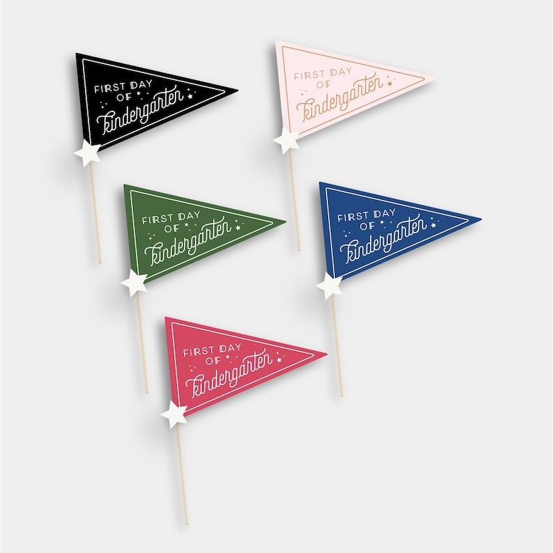 First Day of Pre-k Kindergarten School 2020 Pennant Flag Printable ...