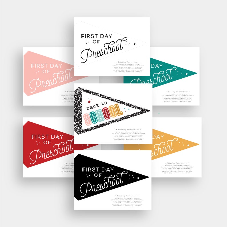 First Day of Preschool Pre-k Prek Pre K Grade Pennant Flag - Etsy