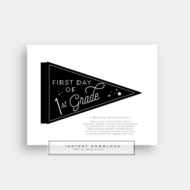 First Day of 1st Grade Pennant Flag Printable School Grade - Etsy