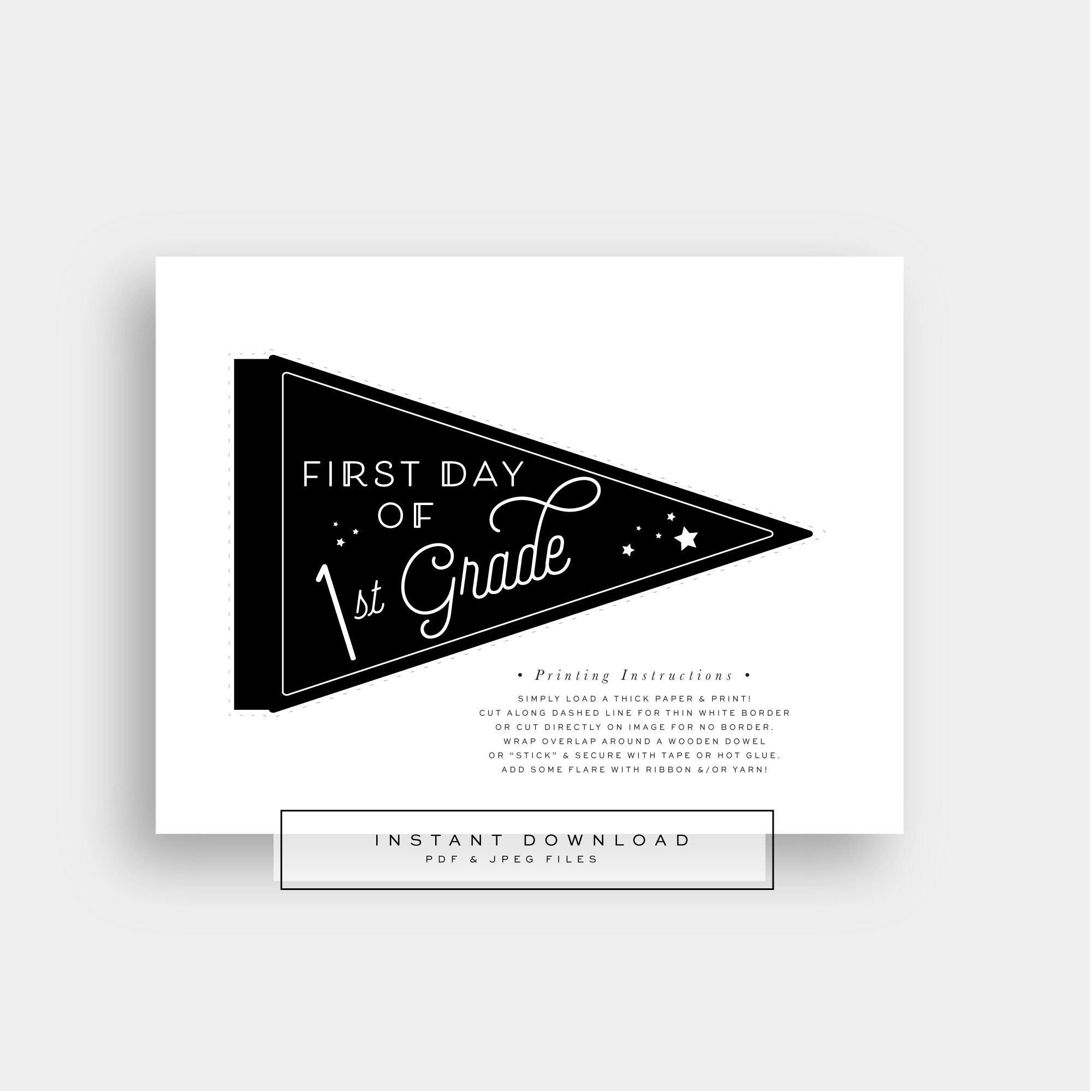 First Day of 1st Grade Pennant Flag Printable School Grade Instant ...