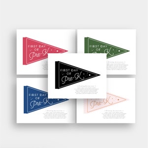 First Day of Pre-k Kindergarten School 2020 Pennant Flag Printable ...