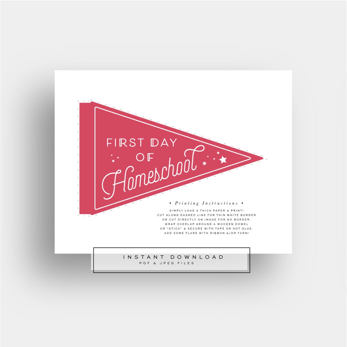 Pennant Flag Printable First Day of Homeschool School Grade - Etsy