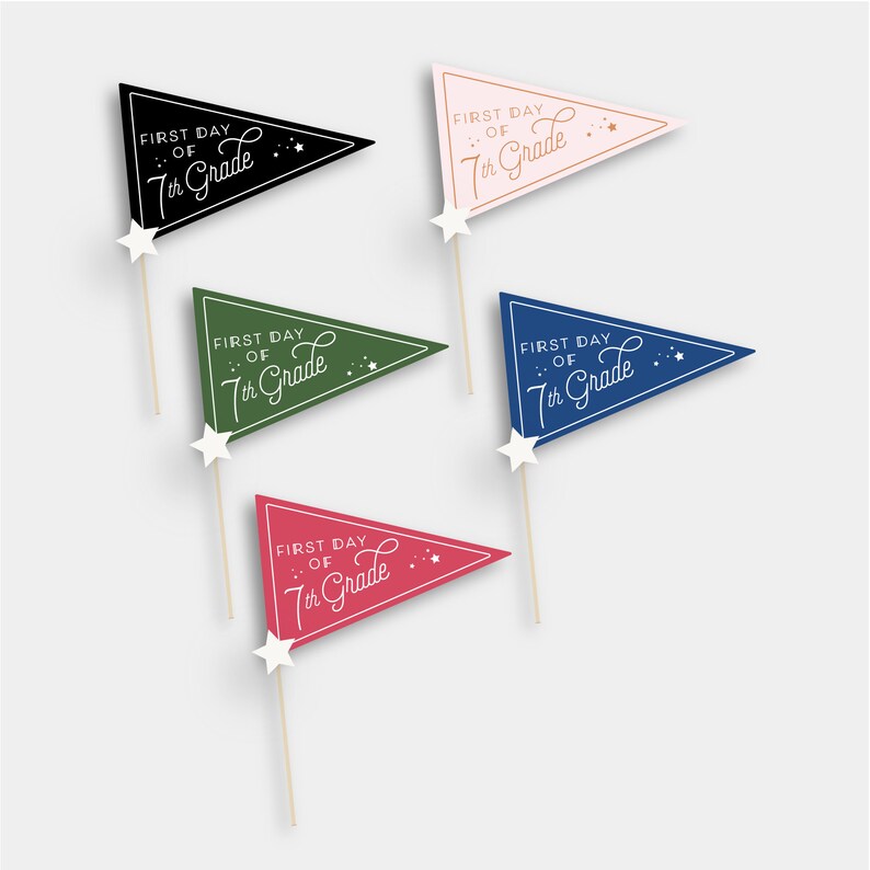 First Day of 7th Seventh Grade Pennant Flag Printable School - Etsy