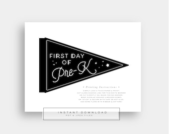 First Day of Preschool School 2020 Pennant Flag Printable | Etsy
