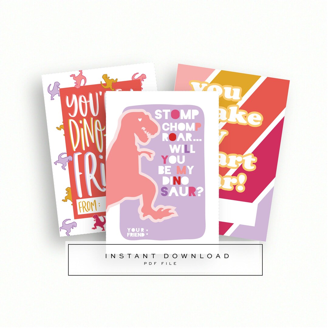 Dinosaur Classroom Valentine School Kids Instant Download Print - Etsy