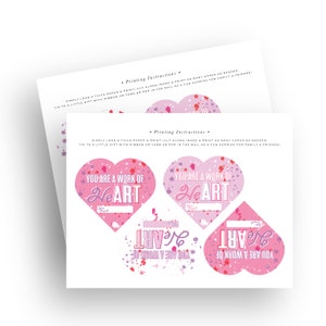 Heart Art Valentine's Day Classroom Card Heart Instant Download Kids ...
