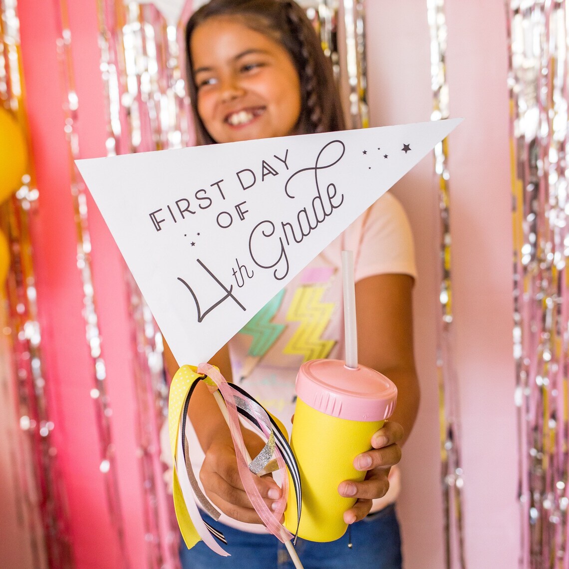 First Day of 4th Fourth Grade Pennant Flag Printable - Etsy