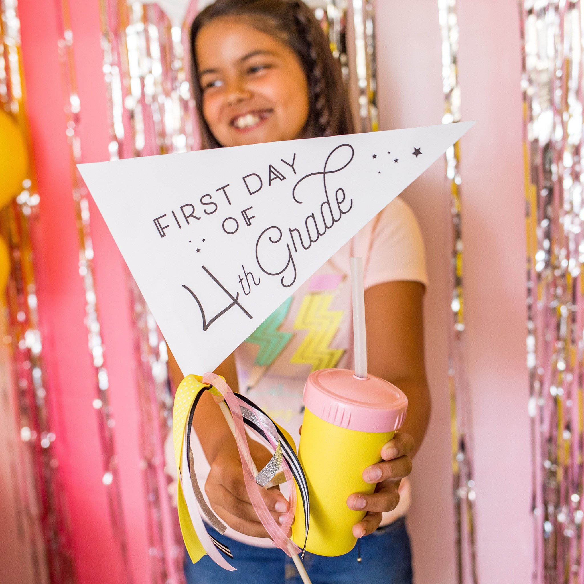 First Day of 4th Fourth Grade Pennant Flag Printable Homeschool School ...