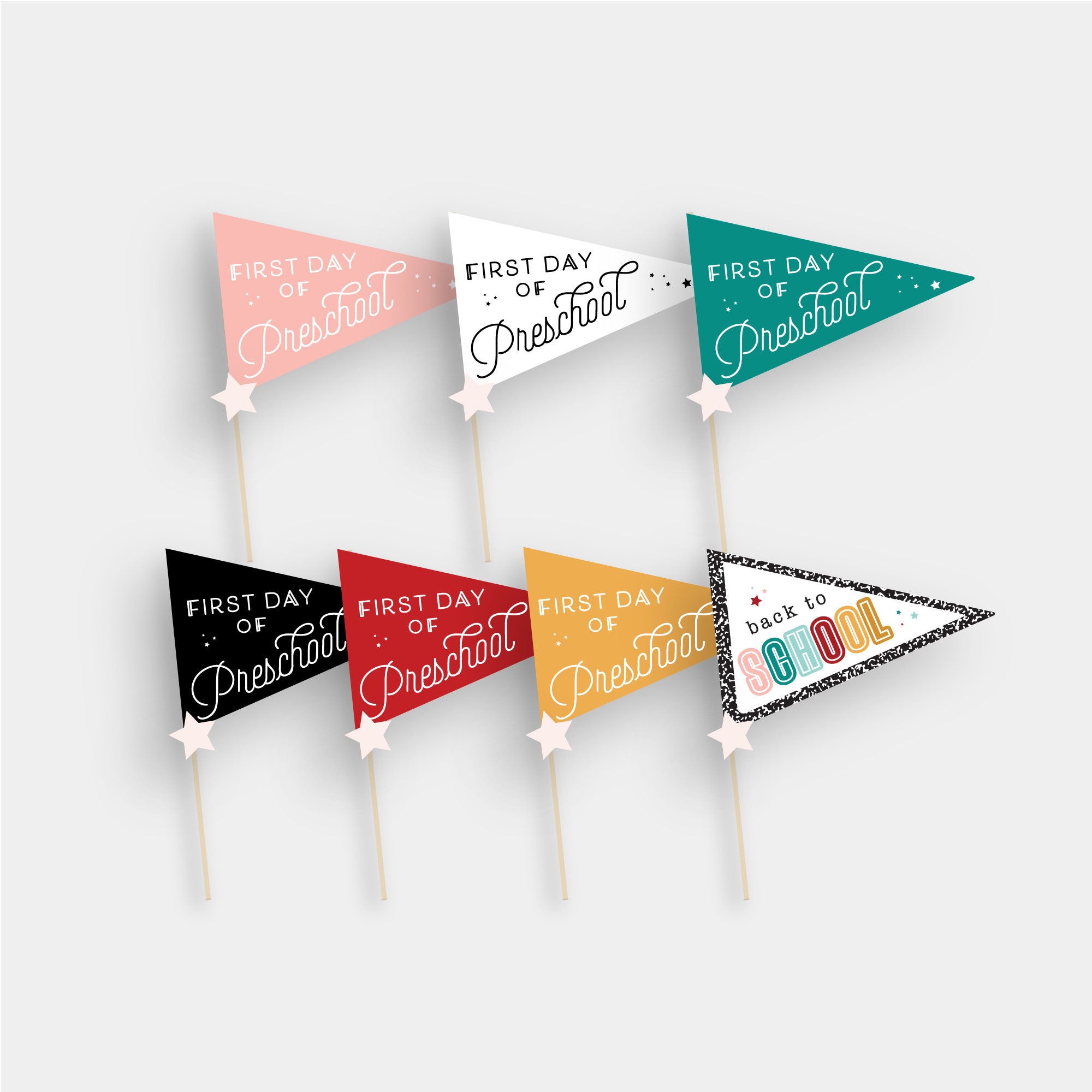 First Day of Preschool Pre-k Prek Pre K Grade Pennant Flag - Etsy