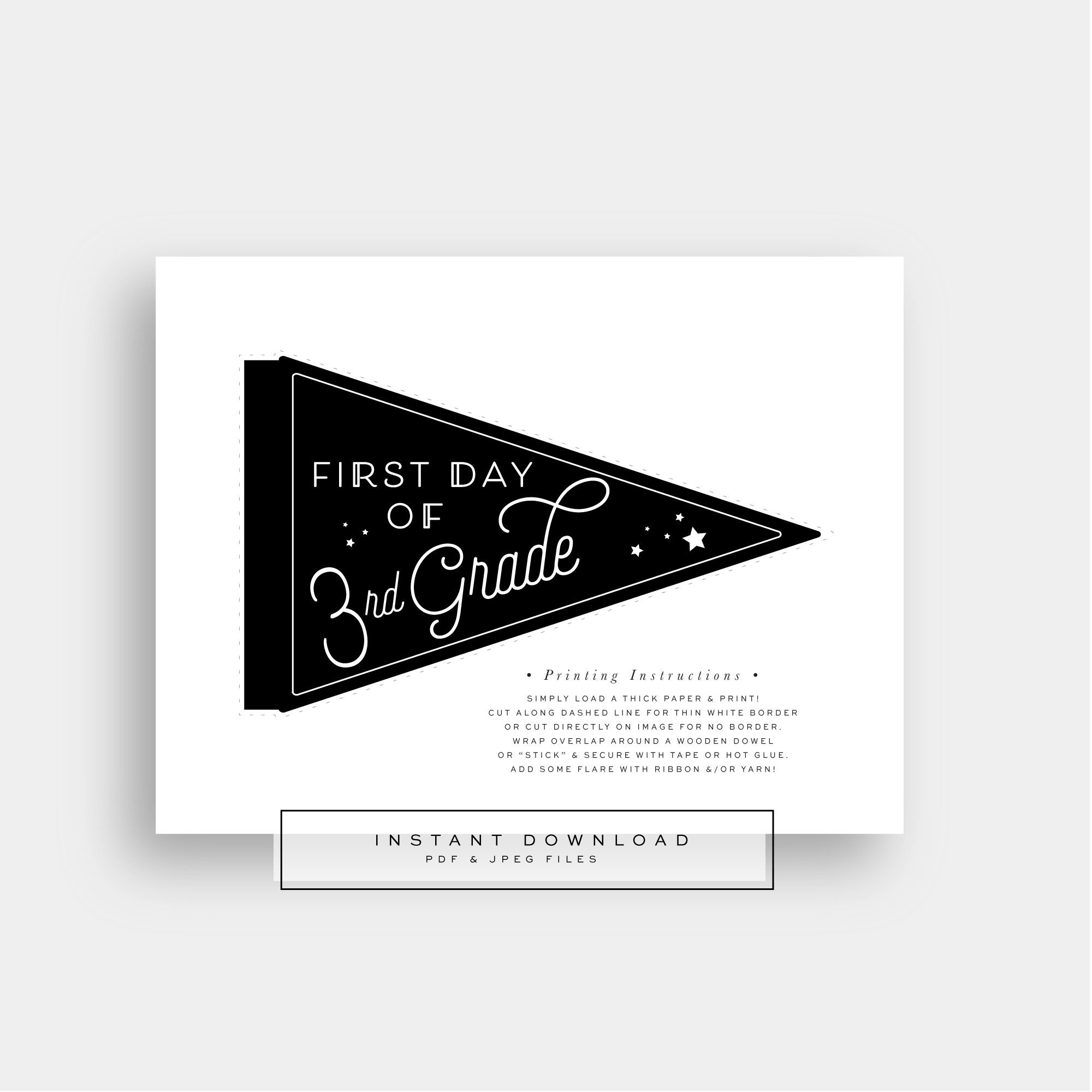 First Day of 3rd Third Grade Pennant Flag Printable School - Etsy Canada