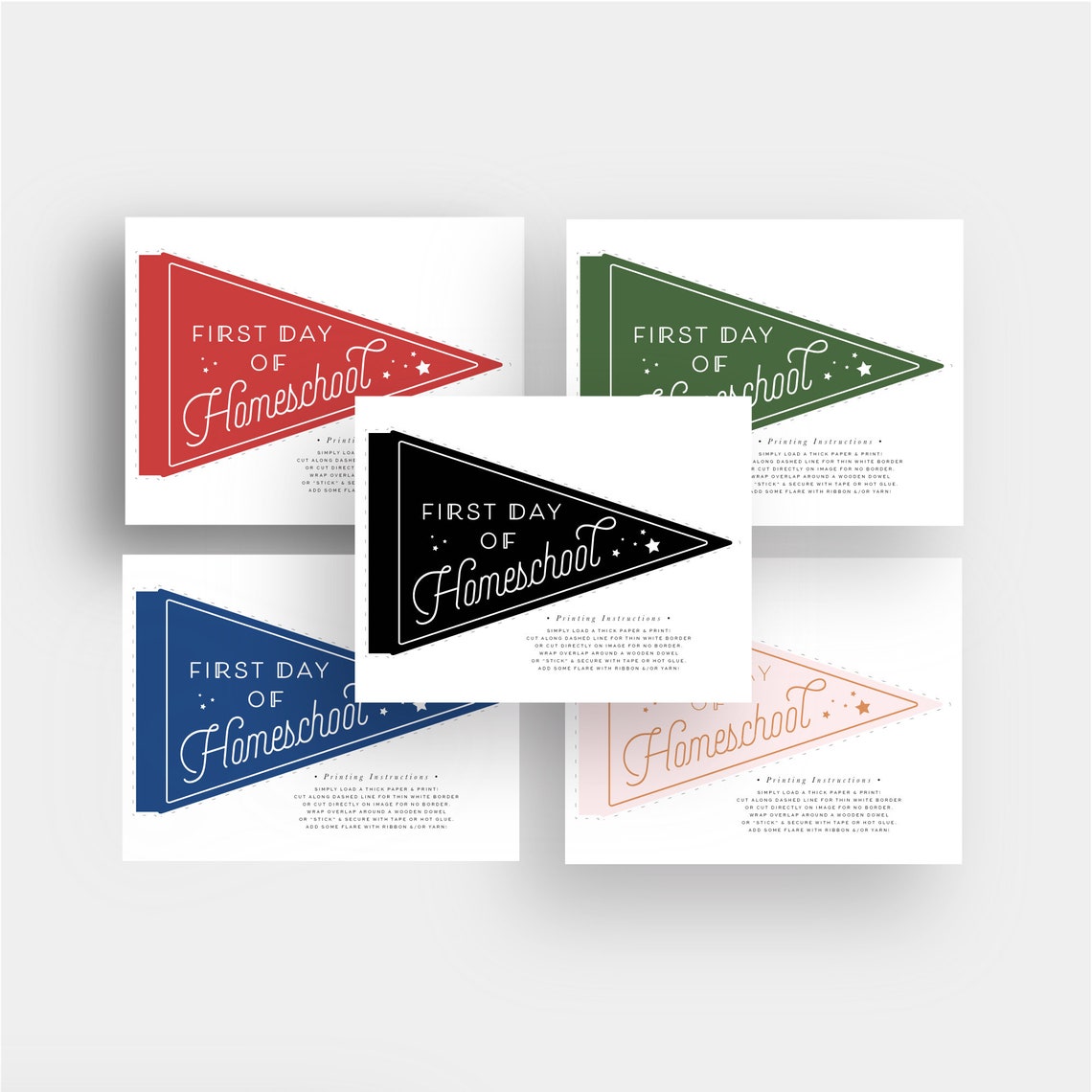 Pennant Flag Printable First Day of Homeschool School Grade - Etsy