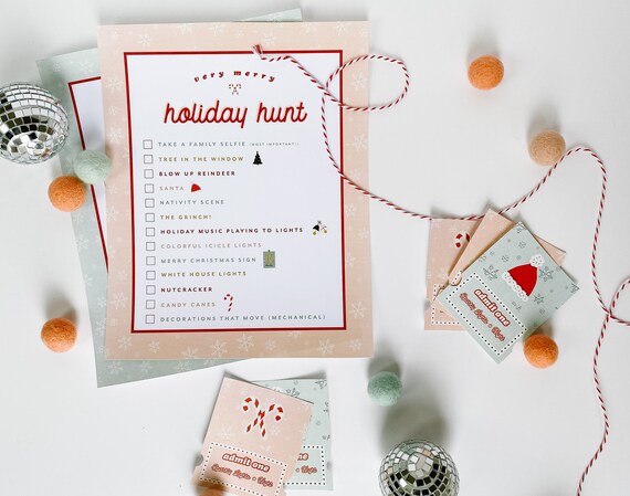 Christmas Holiday Scavenger Hunt Ticket Pennant Flag Instant | Etsy