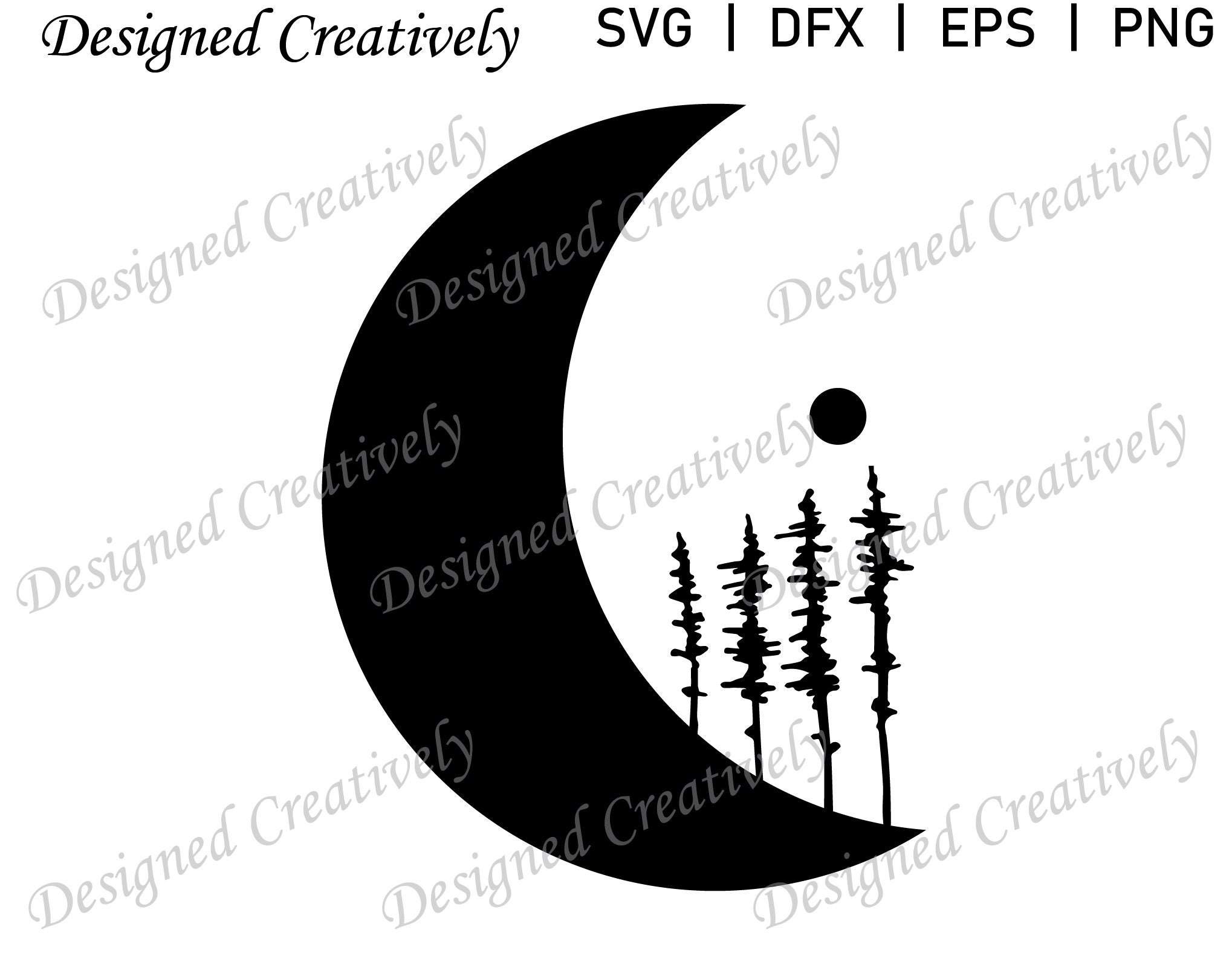 Moon and Tree svg Moon SVG Quarter Moon SVG Full Moon SVG | Etsy