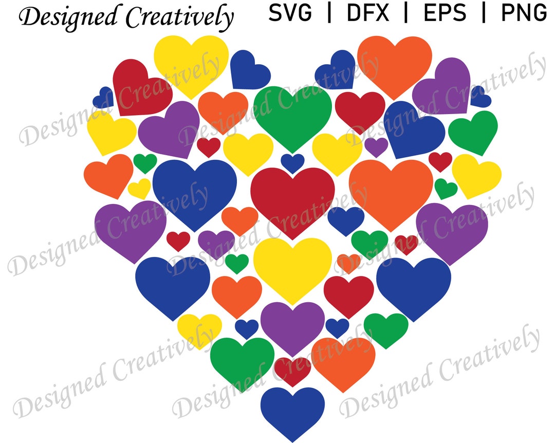 Rainbow SVG, Rainbow Hearts SVG, Heart SVG, Rainbow Hearts Clip Art ...