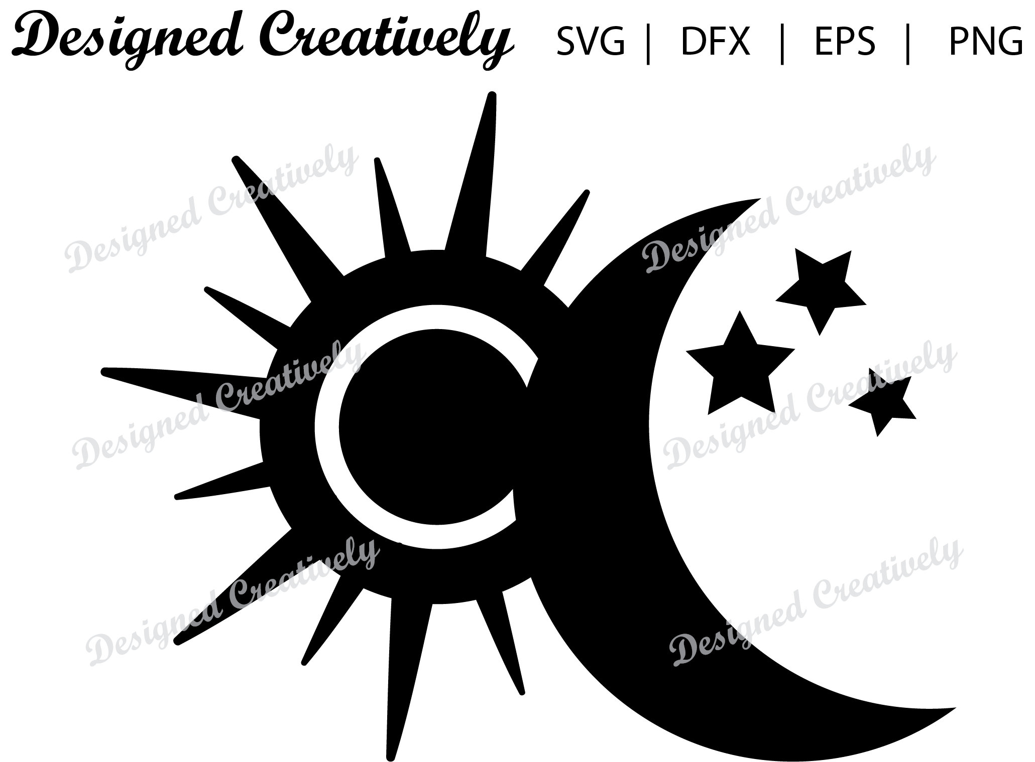 Sun And Moon Clip Art Black And White