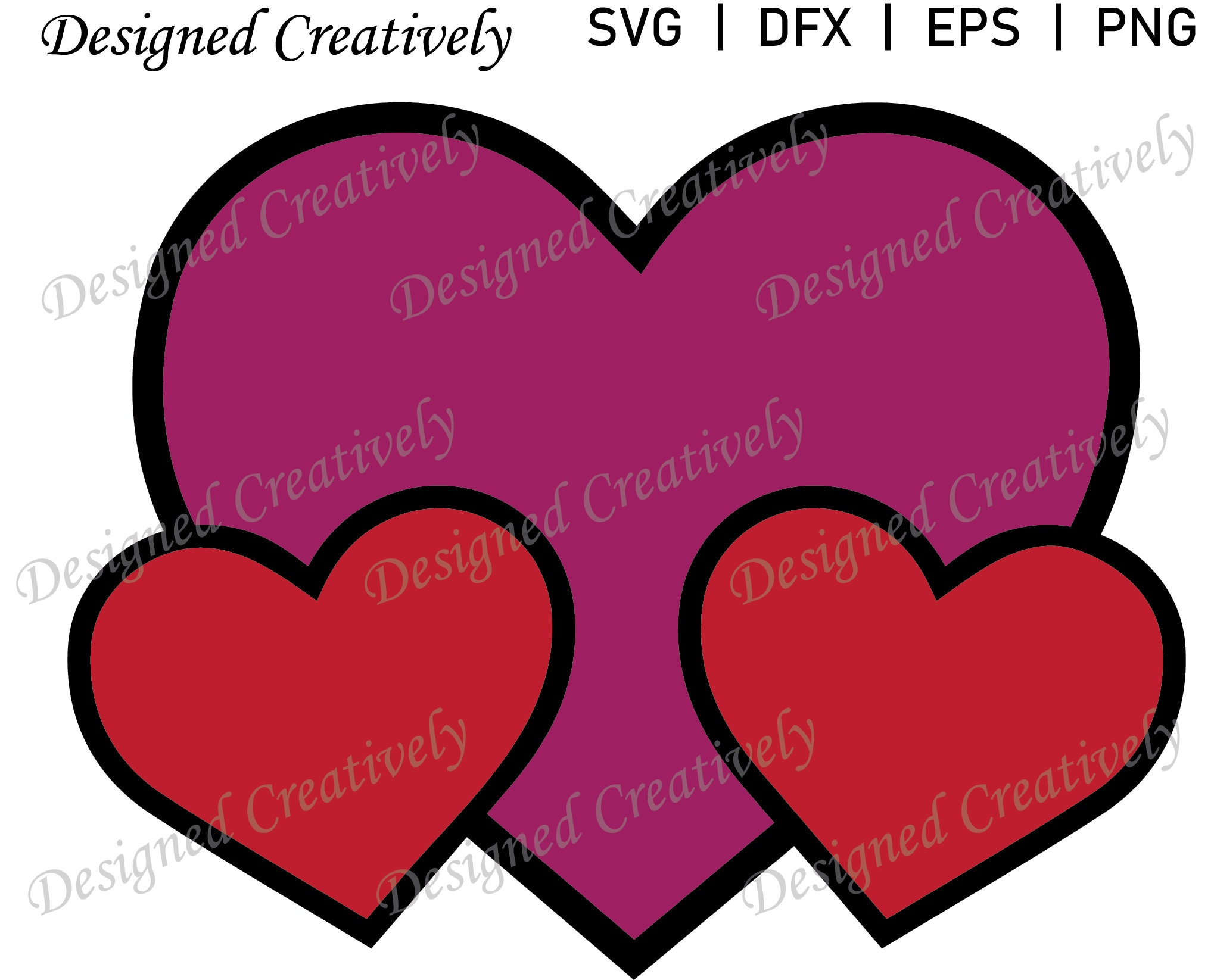 Valentine Heart SVG Valentine Triple Heart SVG Valentine | Etsy