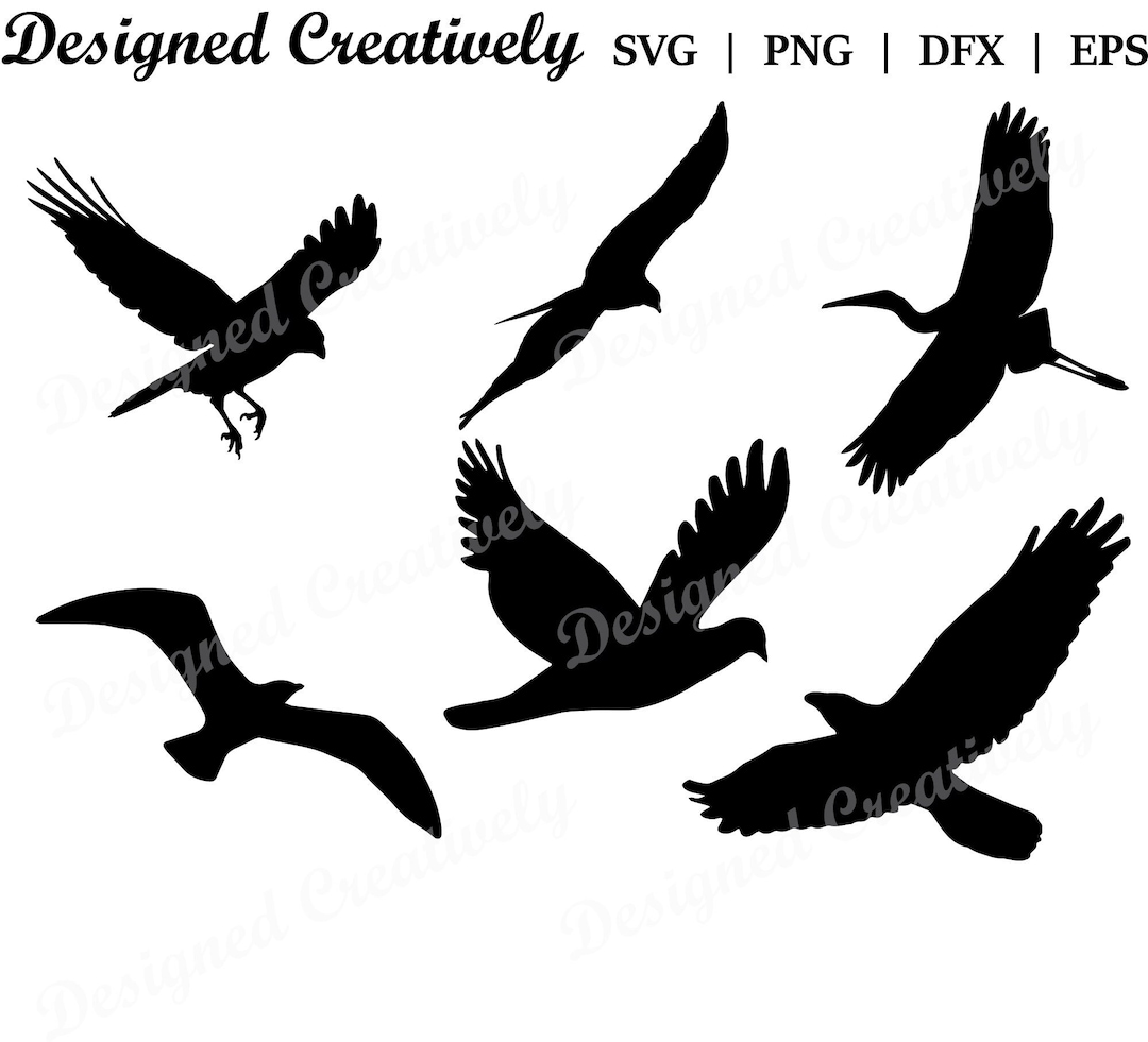 Flying Bird Bundle SVG, Flying Birds SVG, Bird SVG, Stork Svg, Eagle ...