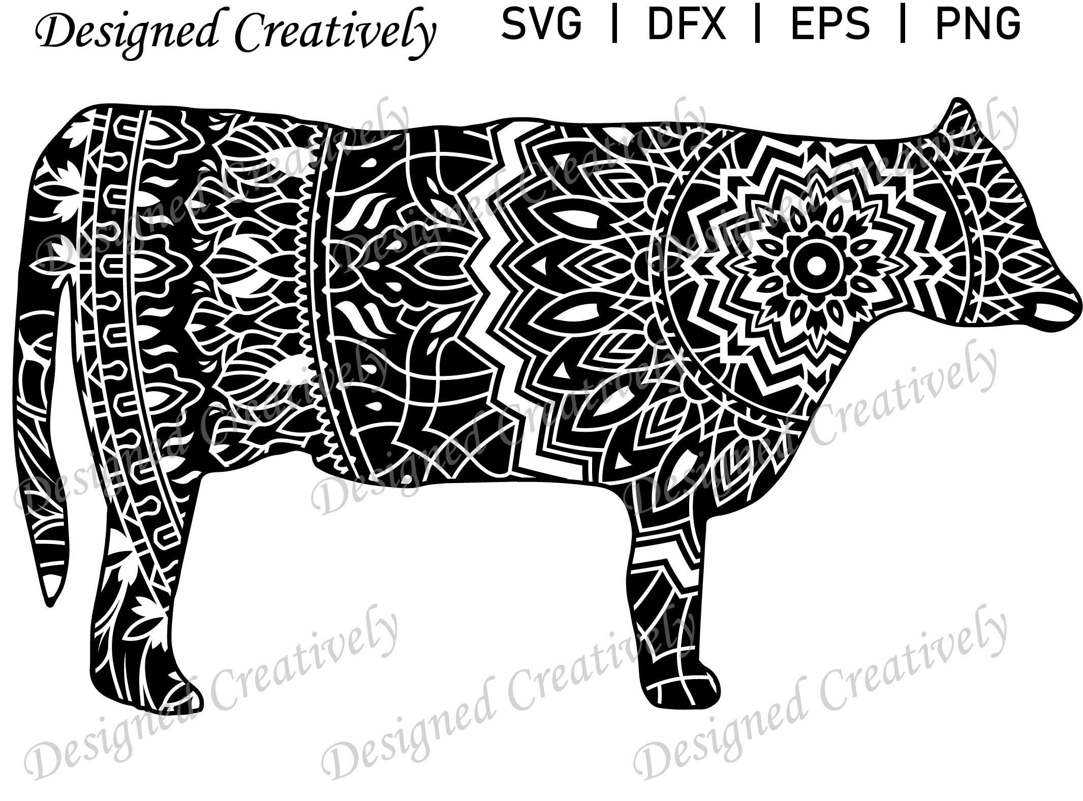 Cow Mandala SVG Cow Zentangle SVG Cow SVG Farm Animal - Etsy 日本