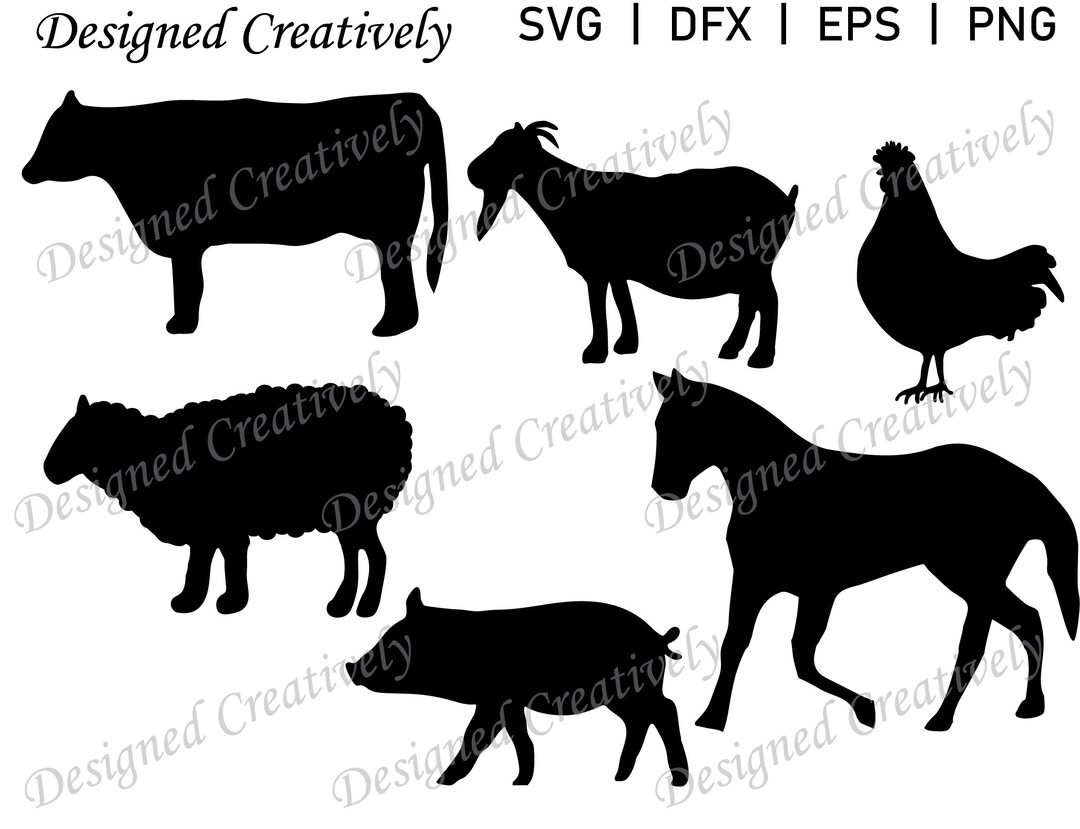 Farm Animal Bundle SVG, Farm Animal SVG, Animal SVG, Cow Svg, Goat Svg ...