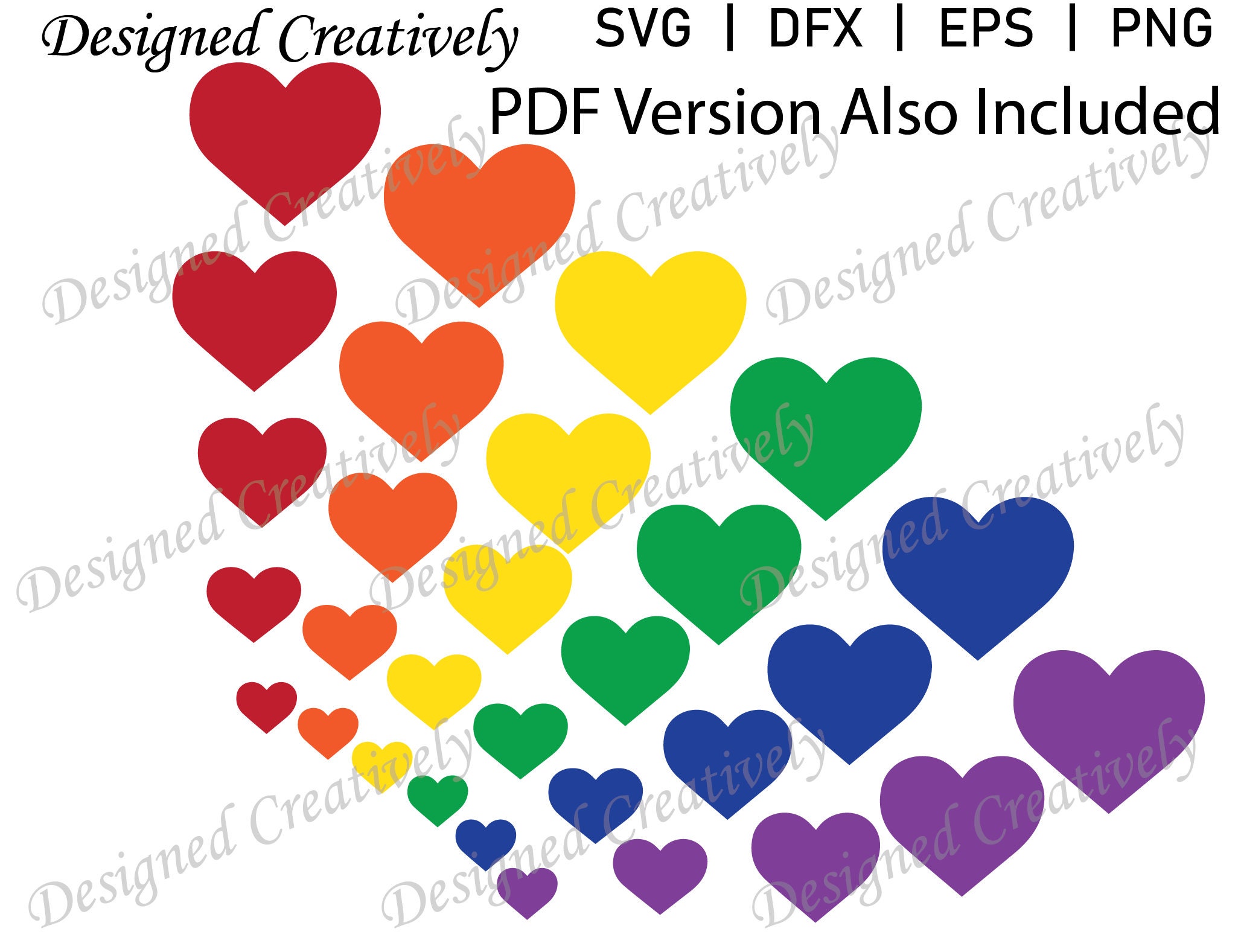Rainbow SVG, Rainbow Hearts SVG, Heart SVG, Rainbow Hearts Clip Art ...