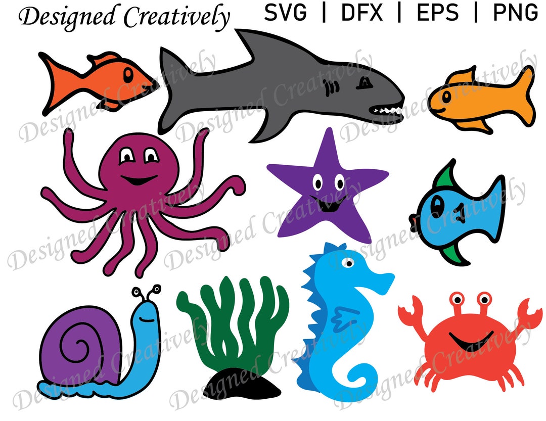 Sea Creature SVG Bundle Ocean Animal SVG Marine Life SVG - Etsy