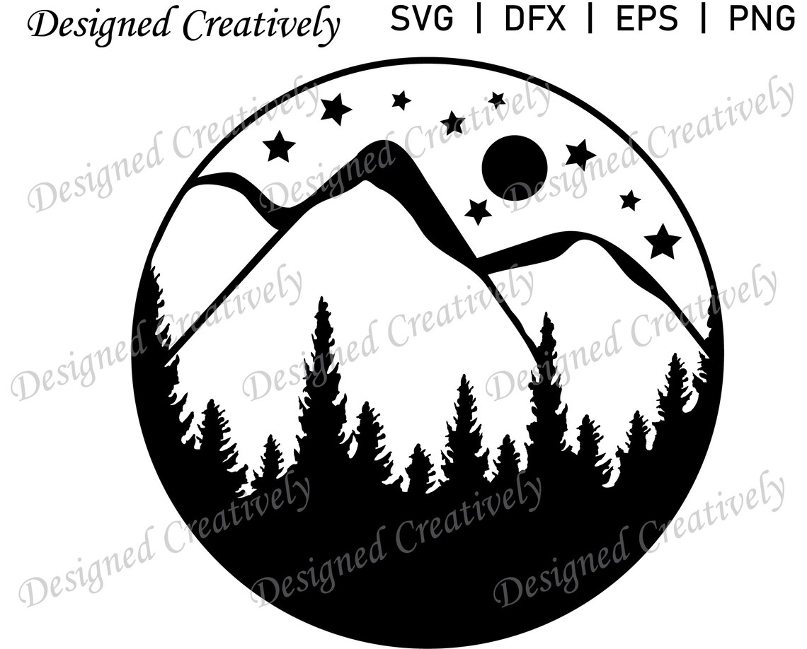 Moon and Tree Svg Moon SVG Mountains SVG Full Moon SVG - Etsy Canada