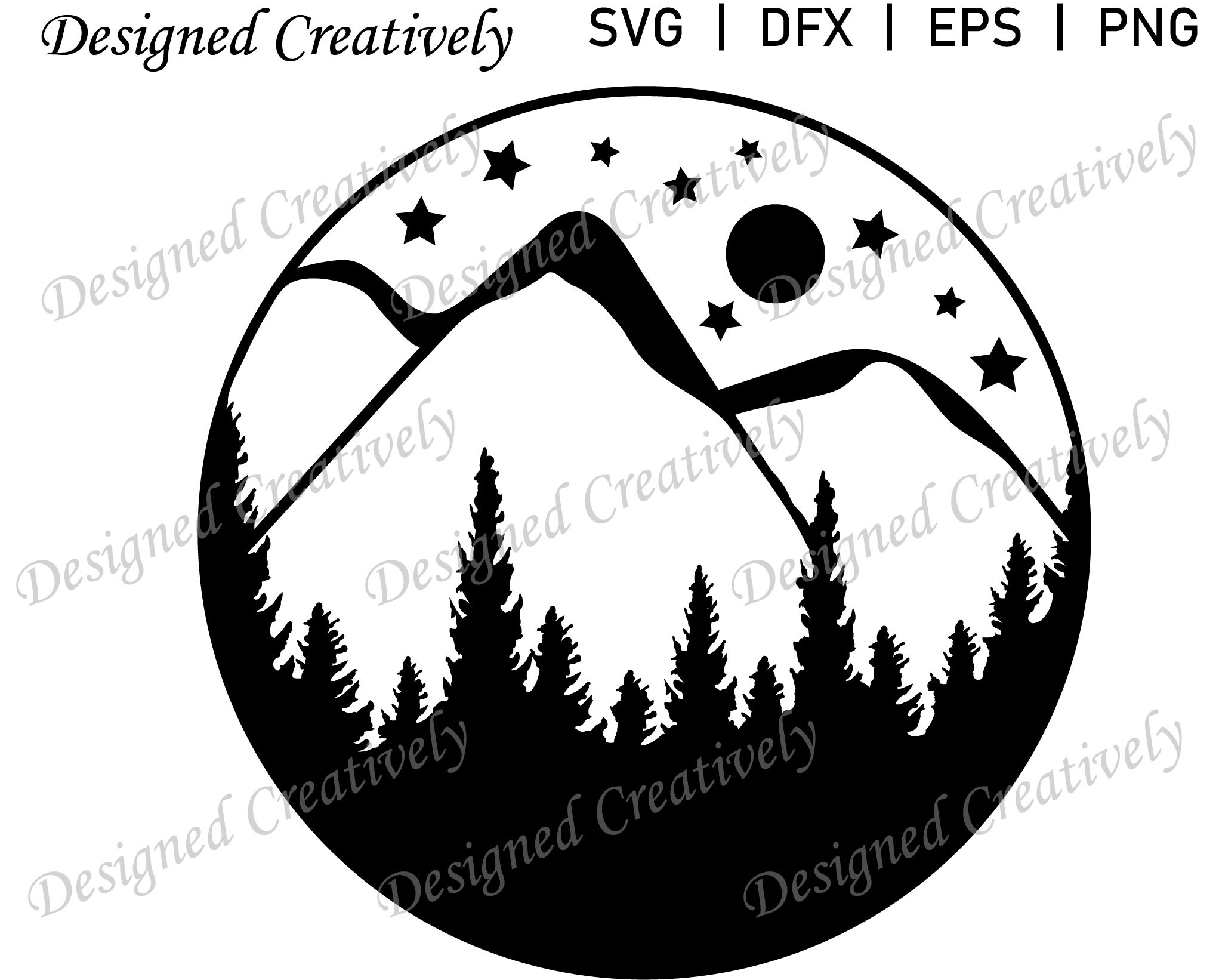 Moon and Tree Svg Moon SVG Mountains SVG Full Moon SVG - Etsy Canada
