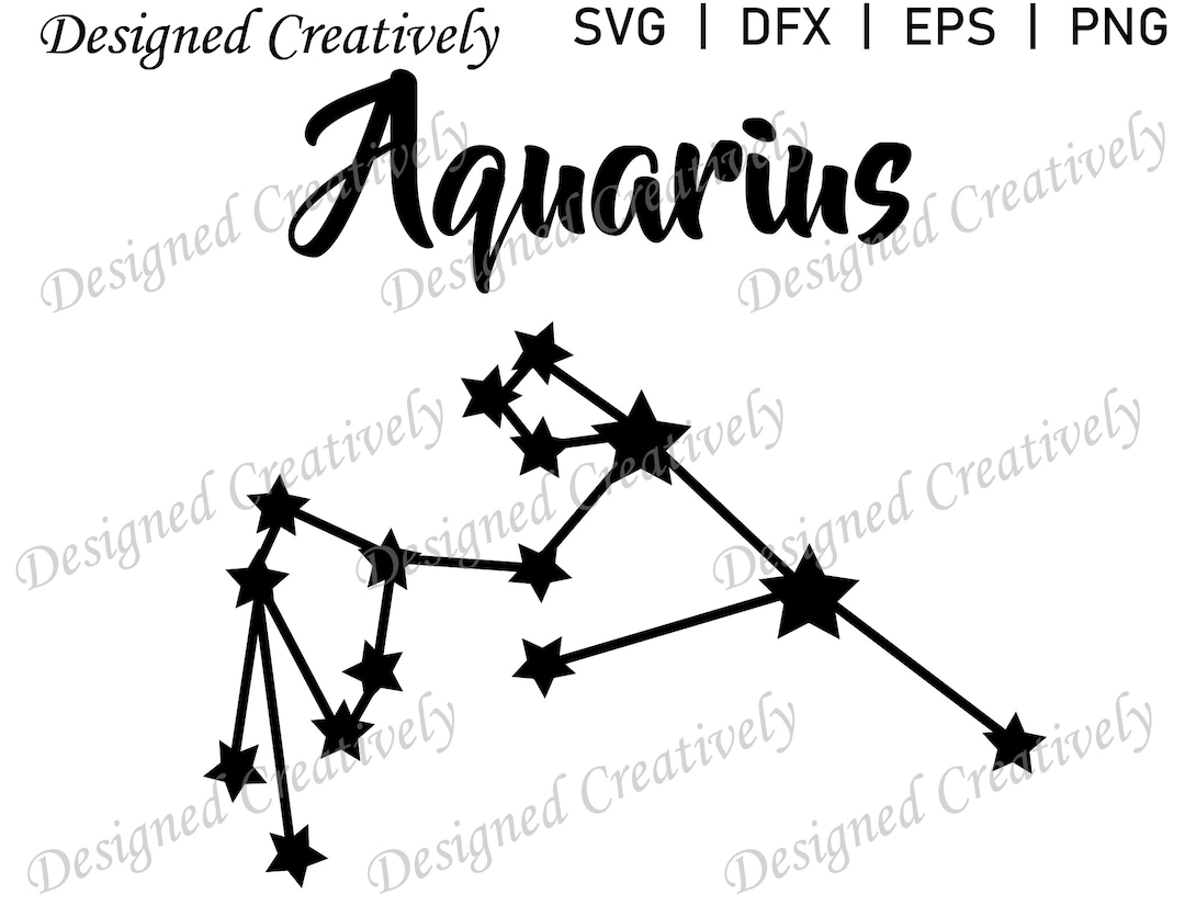 Aquarius Zodiac Sign SVG, Aquarius SVG, Stars SVG, Celestial Svg ...