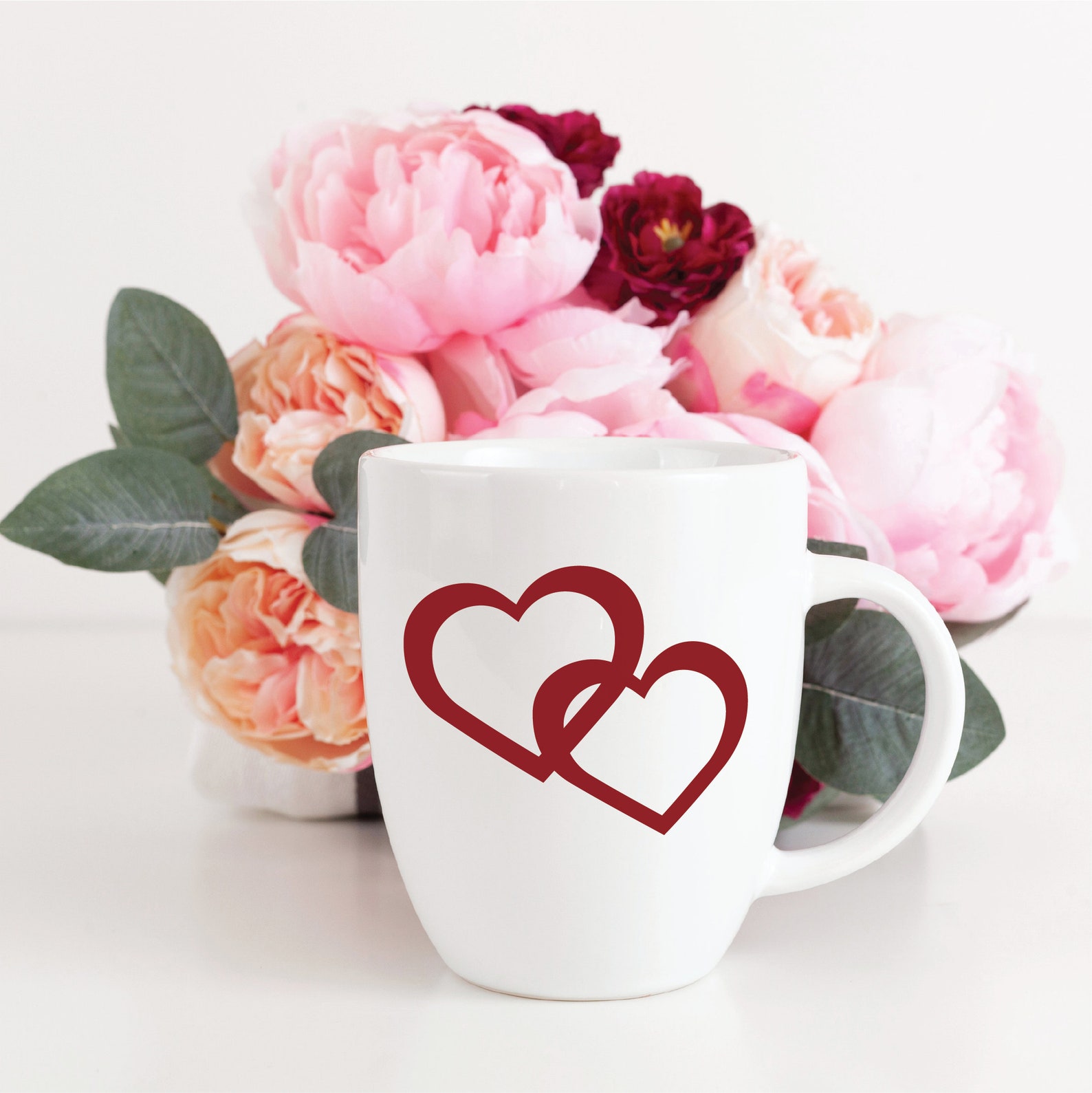 Valentine Heart SVG Valentine Double Heart SVG Linked Hearts | Etsy