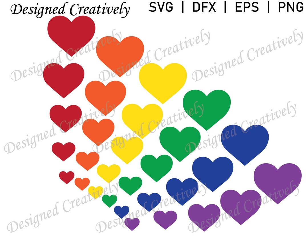 Rainbow SVG, Rainbow Hearts SVG, Heart SVG, Rainbow Hearts Clip Art ...
