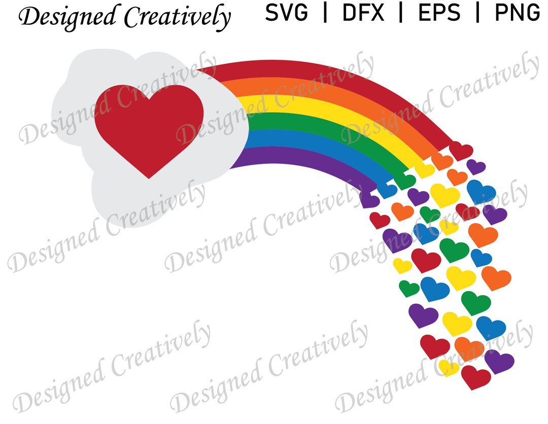 Rainbow Svg, Rainbow and Heart SVG, Heart SVG, Rainbow and Heart Clip ...