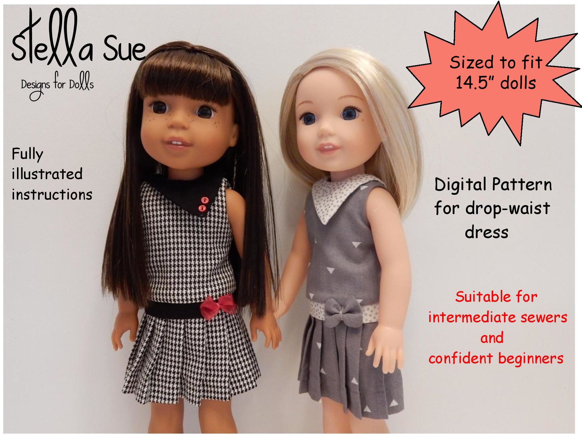 Stella Sue DIGITAL PATTERN/ Pleated Dress With Asymmetrical - Etsy