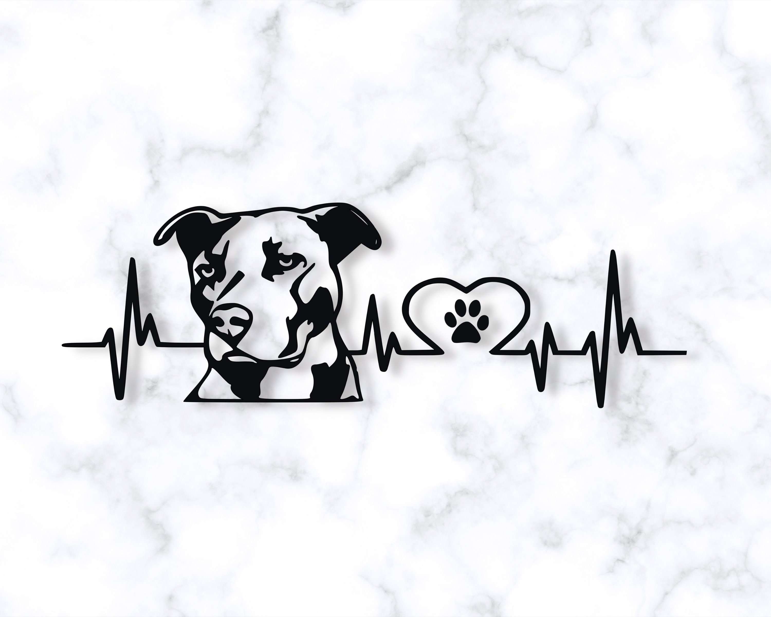 Pit Bull Decal Pit Bull Sticker Pit Bull Heartbeat Dog - Etsy