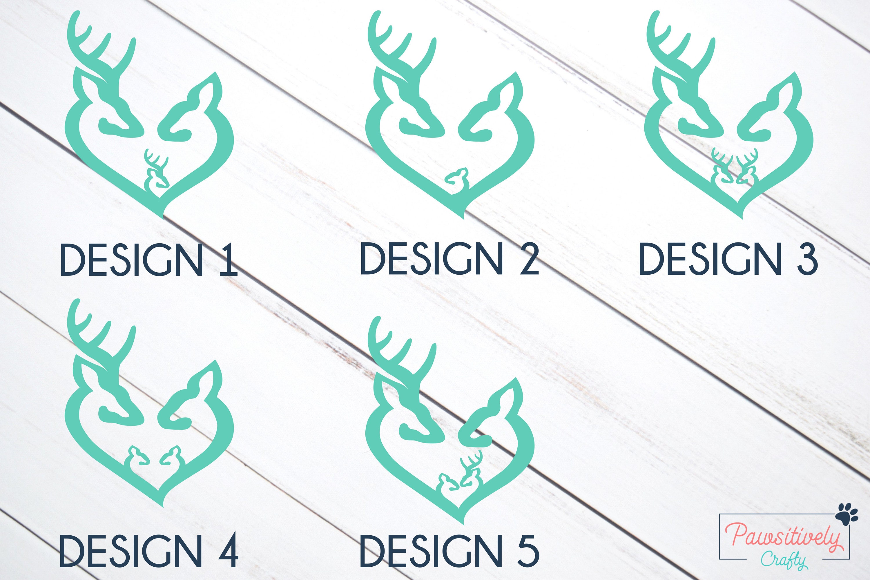 Deer Family Vinyl Decal Deer Heart Decal Deer Couple Decal | Etsy