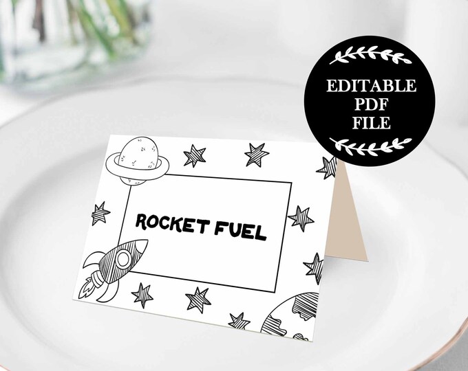 EDITABLE PDF Space Food Tents Outer Space Party Decorations - Etsy