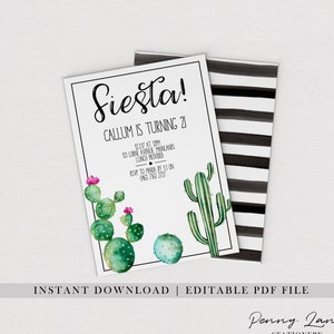 EDITABLE PDF, Cactus Invite, Cactus Invitation, Fiesta Birthday Invites ...