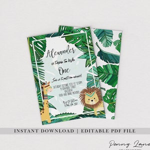 EDITABLE PDF, Safari Invite, Jungle Invitation, Safari Birthday Invites ...