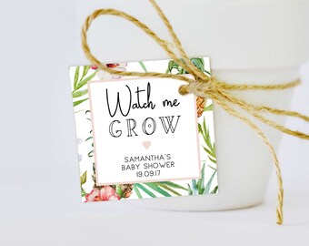 Succulent Favor Tag Watch Me Grow Favour Tag Baby Shower | Etsy
