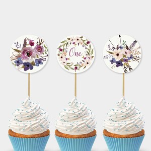 Boho Cupcake Toppers, Bohemian Cupcakes Toppers, Party Decorations ...