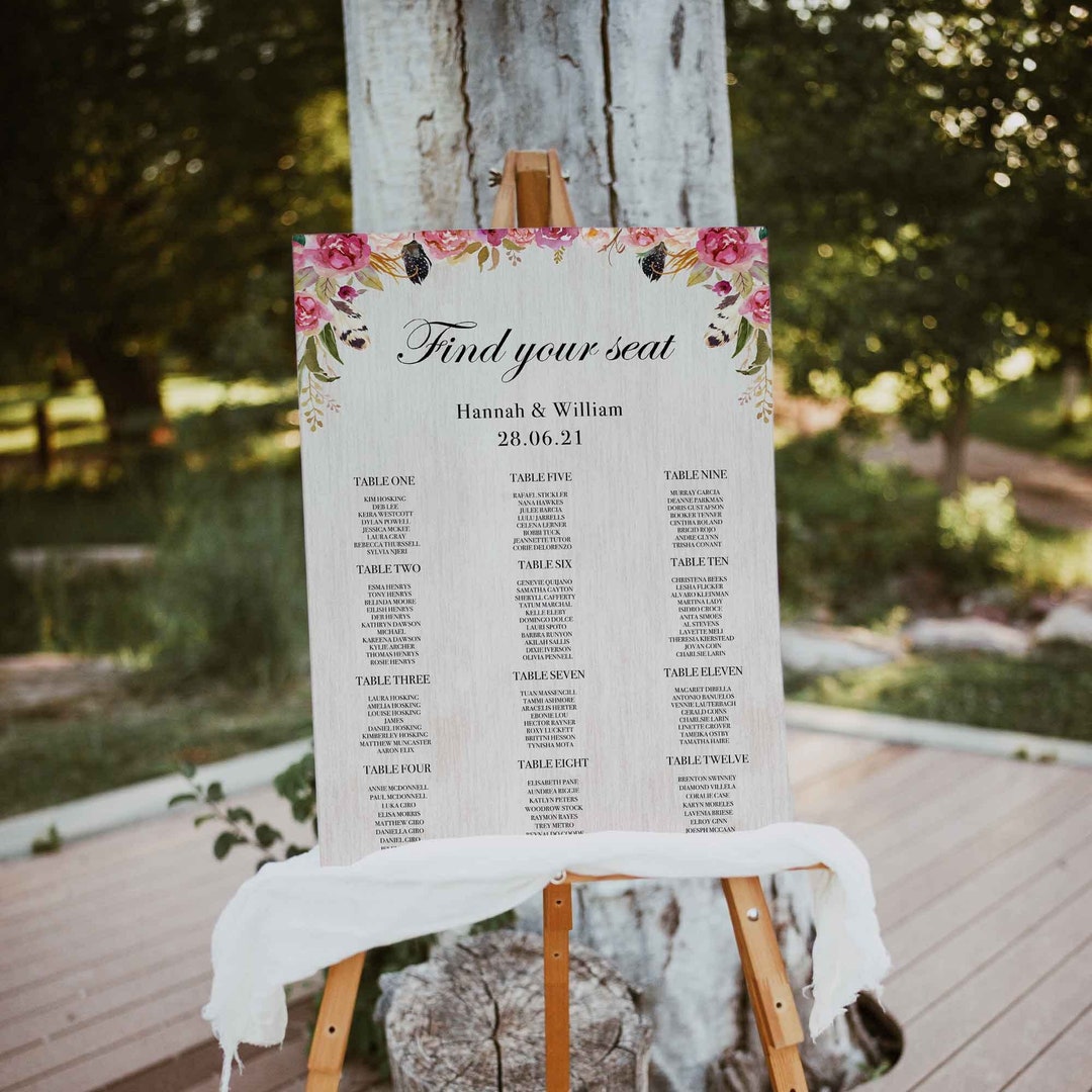 EDITABLE PDF, Boho Wedding Seating Chart, Seating Plan Template ...