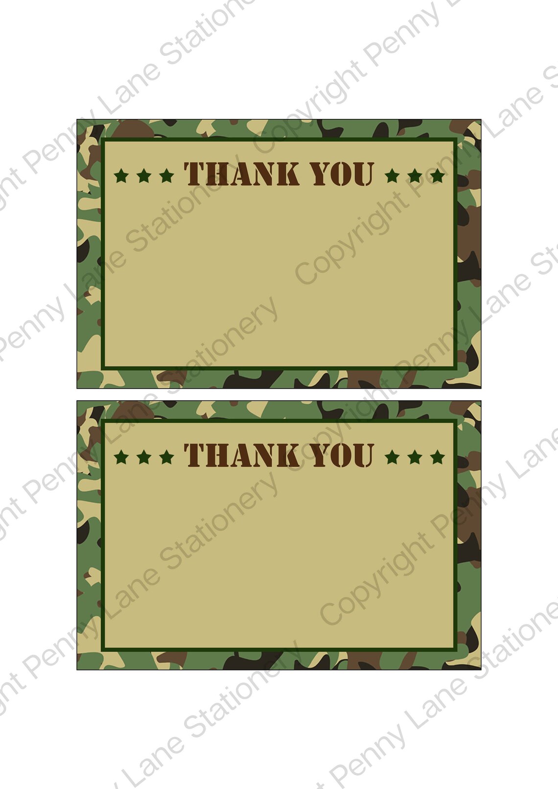 Army Thank You Card Military Thank You Card Camo - Etsy