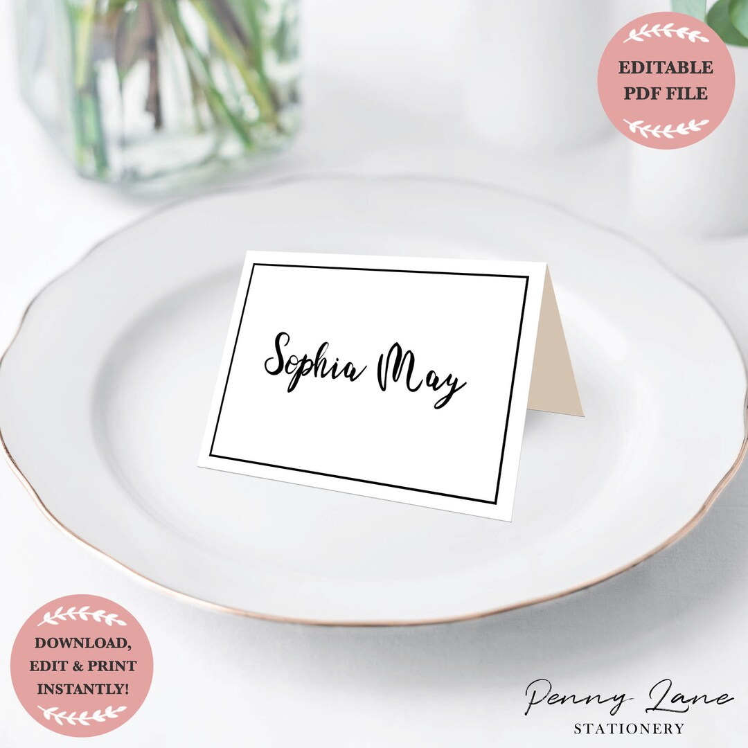 EDITABLE PDF, Folded Name Cards, Printable Wedding Name Place Cards ...