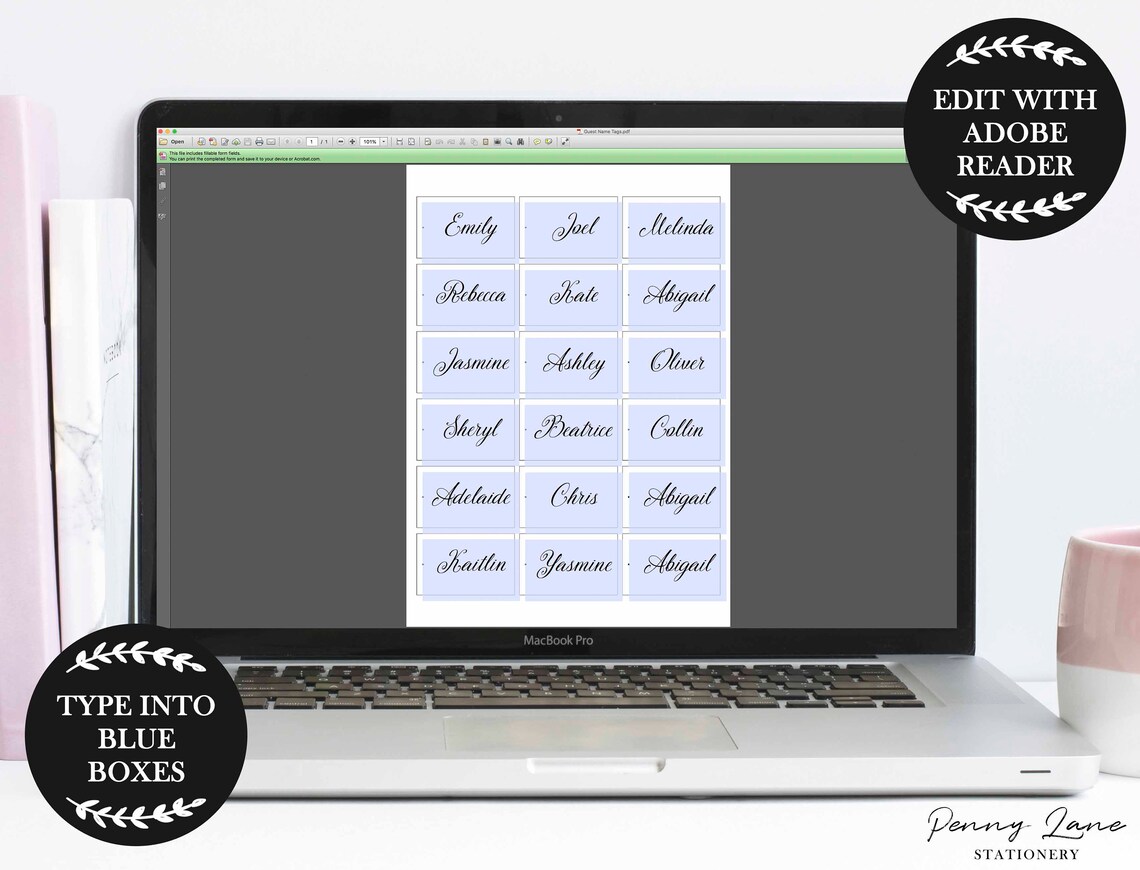 EDITABLE PDF Wedding Guest Name Tags Guest Name Tags - Etsy